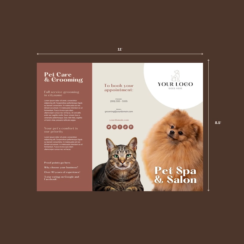 Pet Grooming Brochure Template: Dog & Cat Business (canva Template ...
