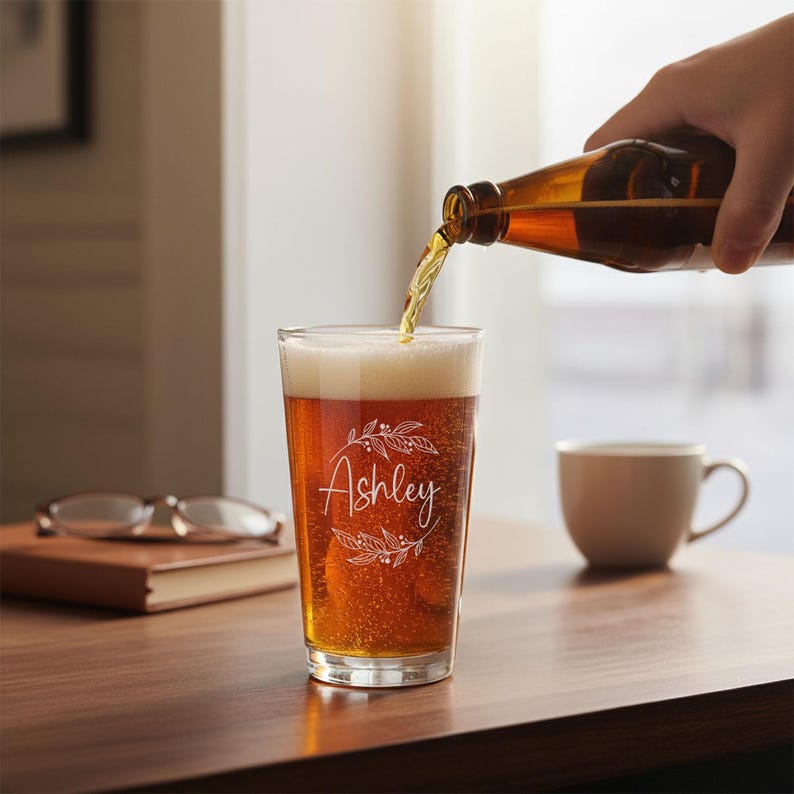 Personalized Monogram Beer Glass, Custom Engraved Pint Glass With Name ...