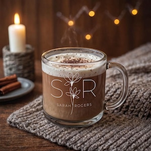 Custom Glass Coffee Mug, Personalized Name or Initial Cup, Engraved ...