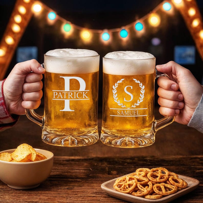 Personalized Beer Mug With Handle, Custom Engraved 14 & 25 Oz Beer ...