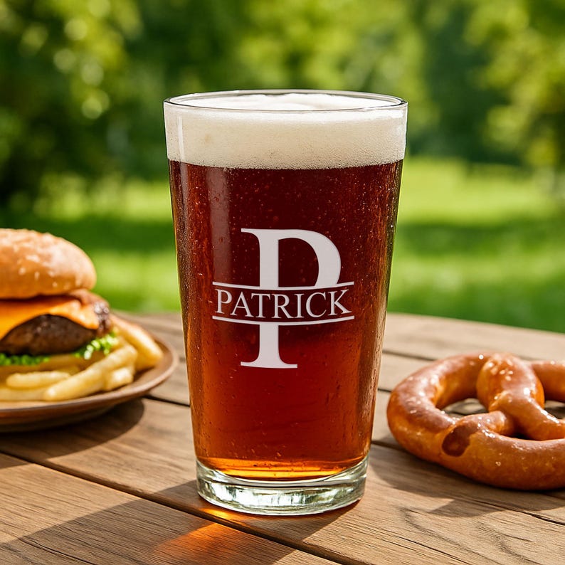 Personalized Monogram Beer Glass, Custom Engraved Pint Glass With Name ...