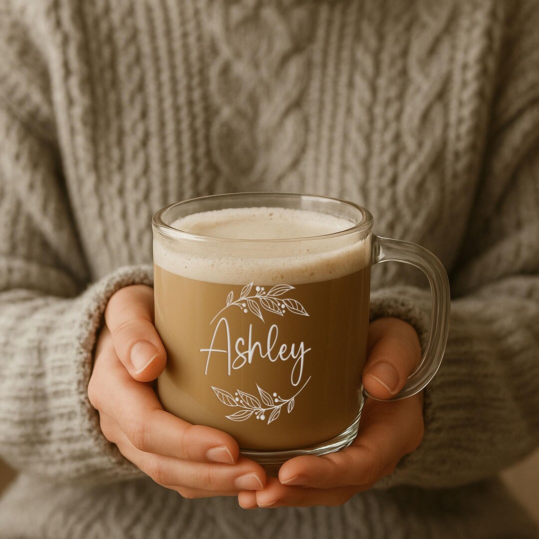 Custom Glass Coffee Mug, Personalized Name or Initial Cup, Engraved ...