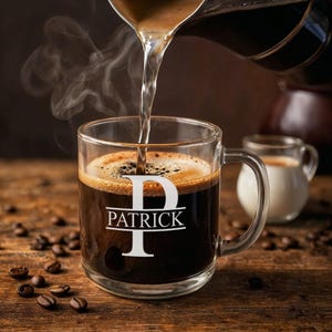Custom Glass Coffee Mug, Personalized Name or Initial Cup, Engraved ...