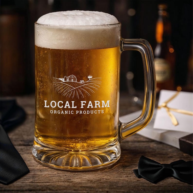Custom Logo Beer Mug With Handle – Personalized Engraved 14oz & 25oz ...