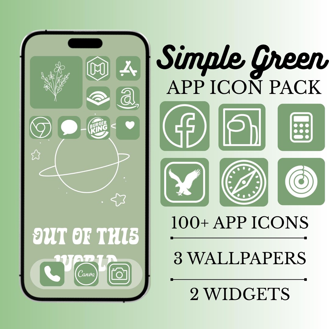 IOS Green Icons Pack | Aesthetic App Icons | Includes Widgets - Etsy