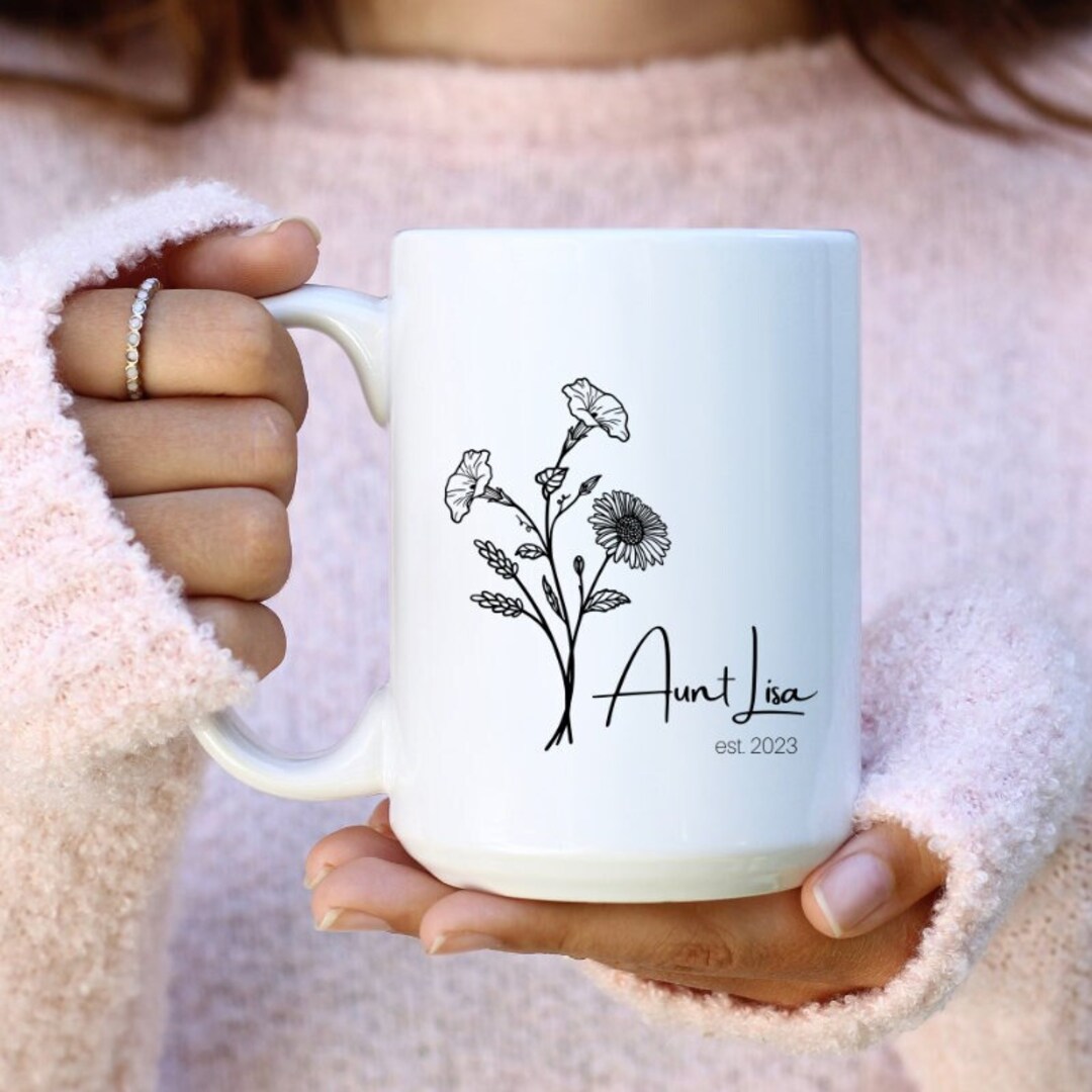 Custom Aunt Mug, New Aunt Mug Est 2022, Bae Mug, Pregnancy Announcement ...