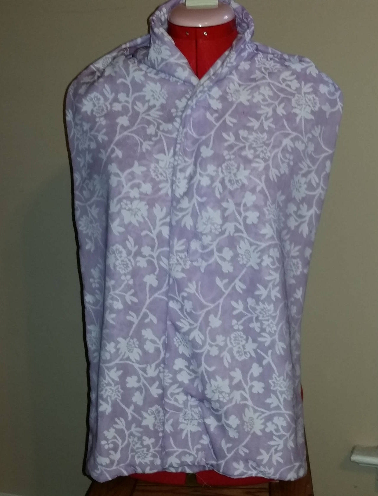 Adult Clothing Protector, Shirt Saver, Dining Scarf - White Floral Vine ...