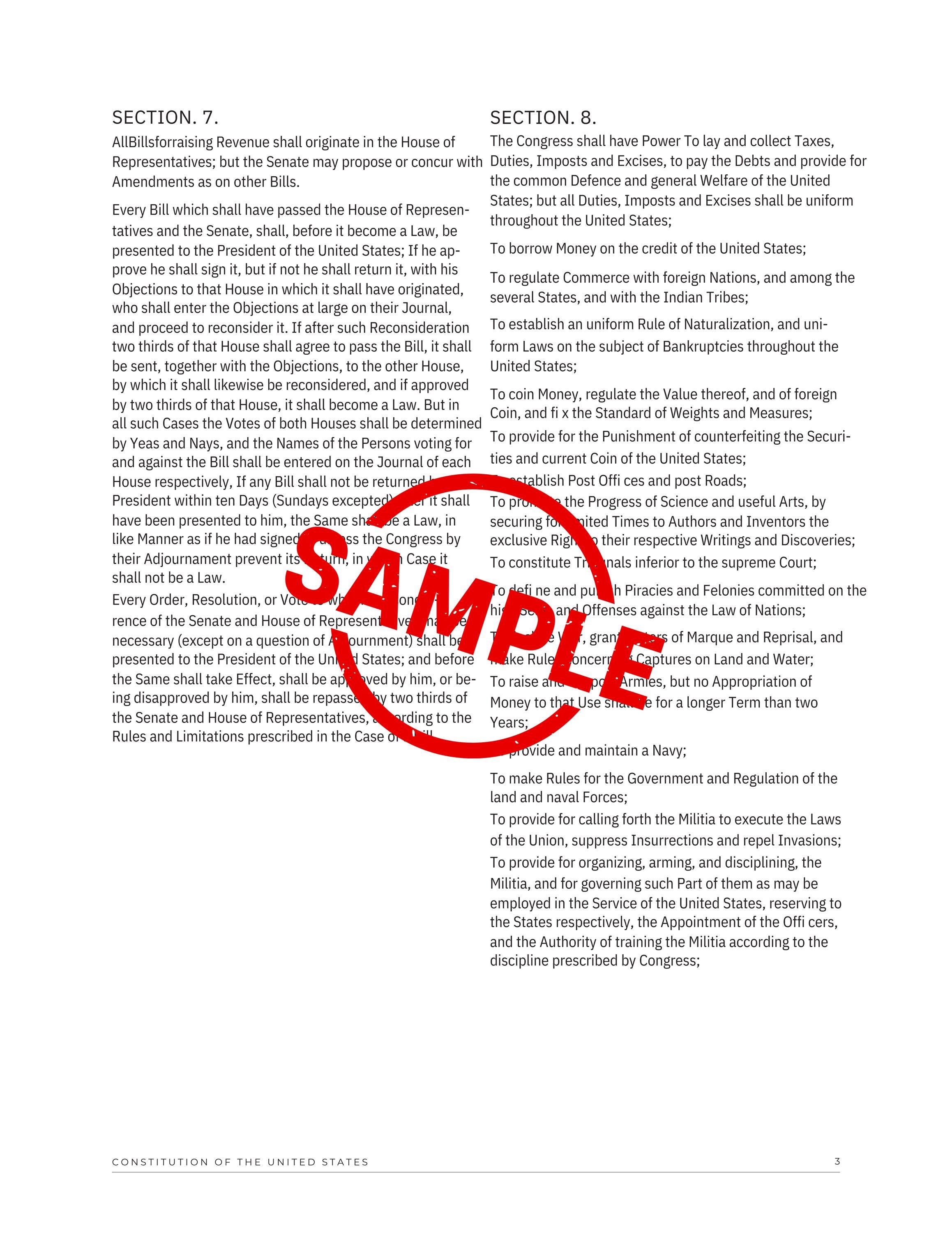 US Constitution Printable Text PDF, Pocket Constitution, Founding ...
