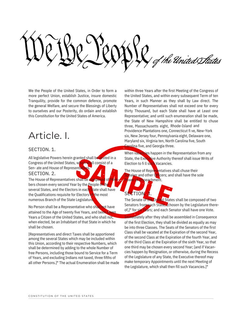 US Constitution Printable Text PDF, Pocket Constitution, Founding ...