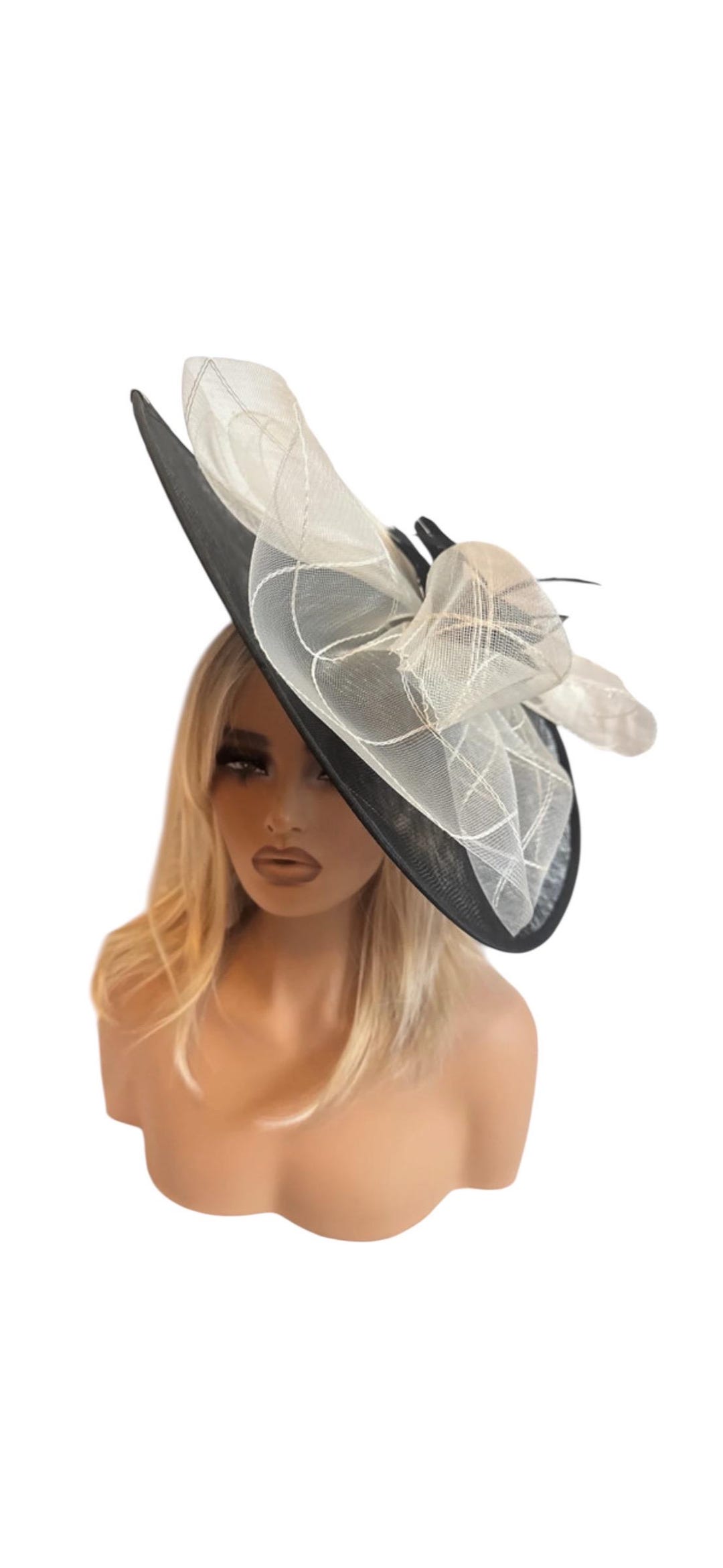 Black and Ivory Very Large Fascinator - Etsy UK