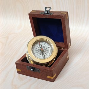 Solid Brass Nautical Compass With Magnifying Glass, Working Navigation ...