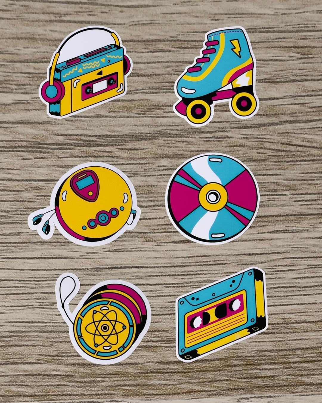 Pack of 6 Retro 80s Stickers • Vintage Nostalgia Decals for Creative ...