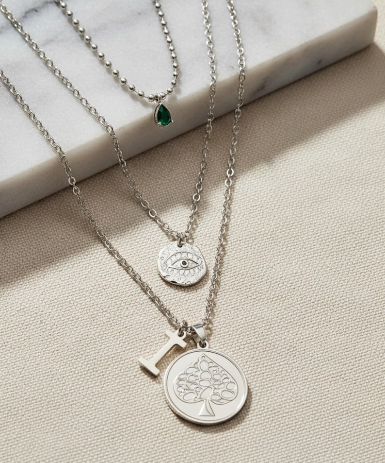 F1 Brad Pitt Triple Layered Pendant Necklace,ace of Spades Necklace ...