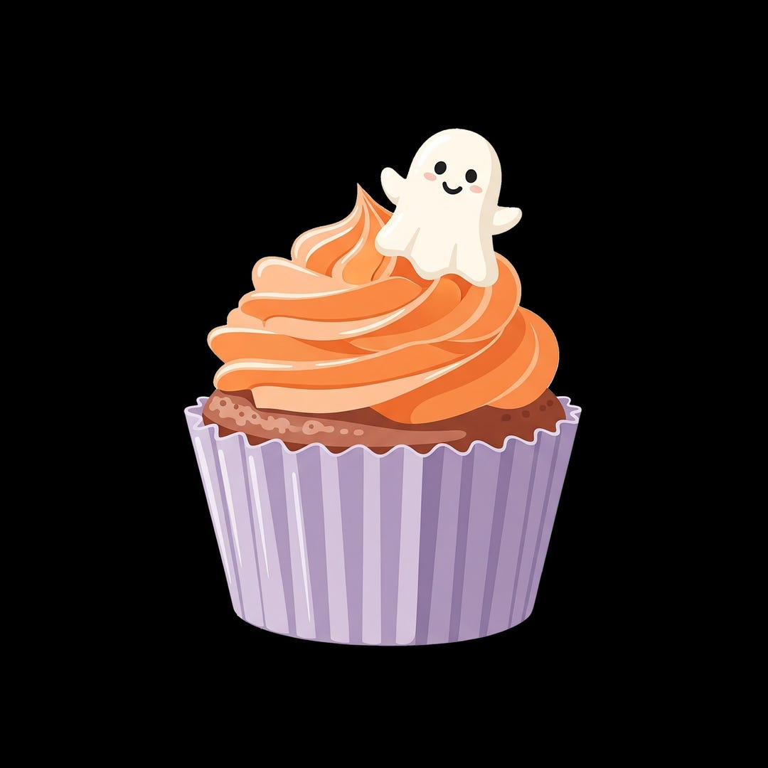 Halloween Cupcake Clipart | Kawaii Ghost Icon (digital Download) - Etsy