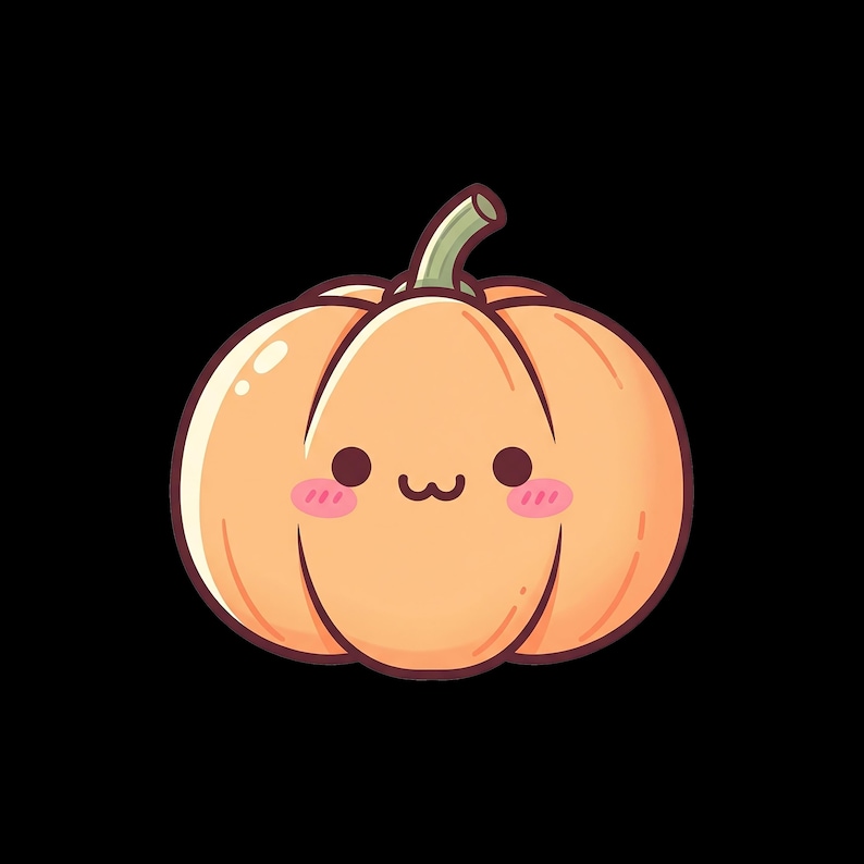 Halloween Pumpkin Icon | Cute Kawaii Digital Sticker Clipart - Etsy