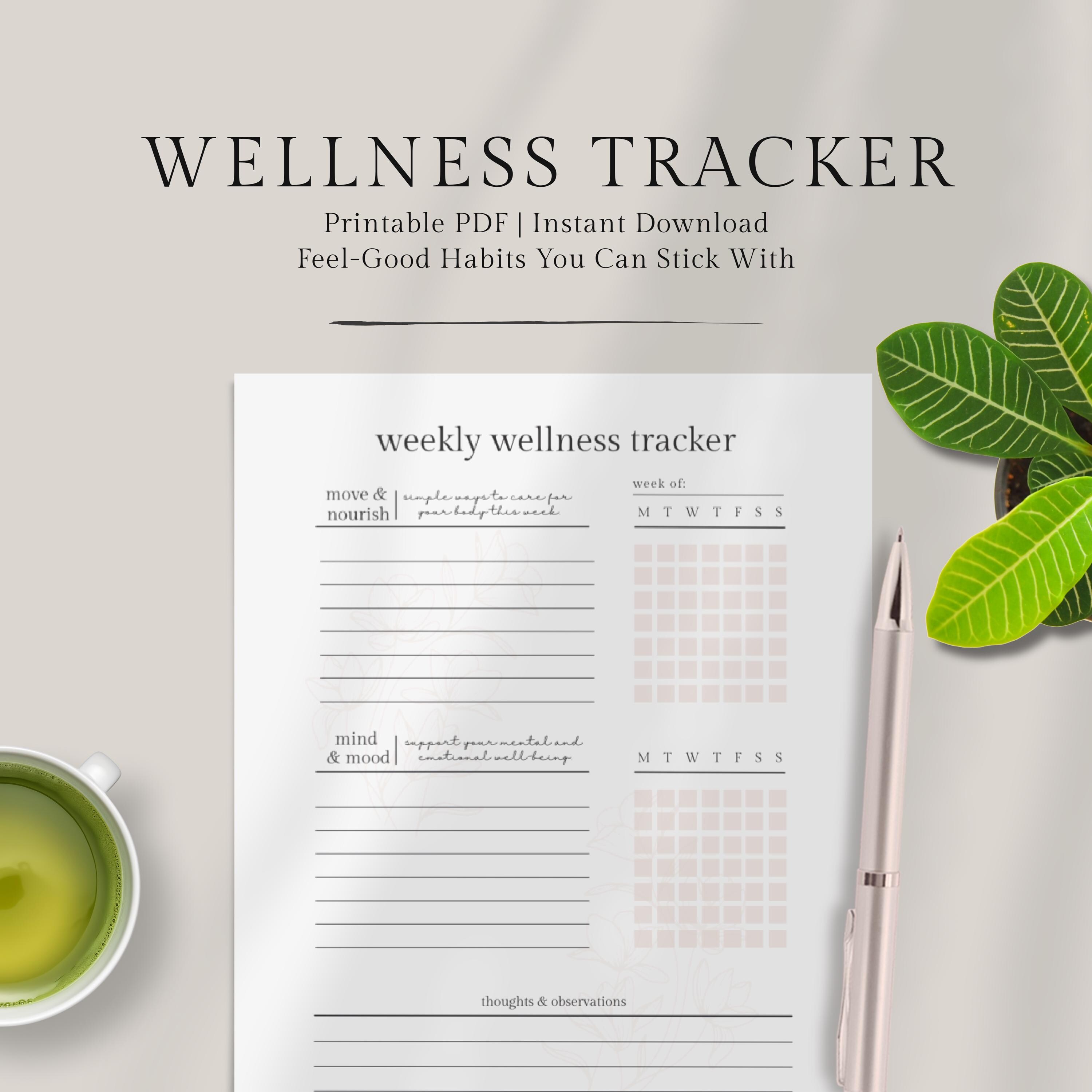 Weekly Wellness Tracker Printable | Simple Self-care Checklist ...