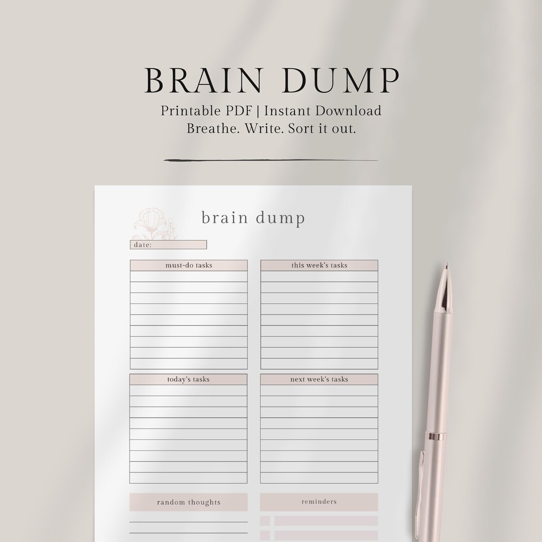 Brain Dump Planner Page | Printable Weekly To-do List | Priority Task ...