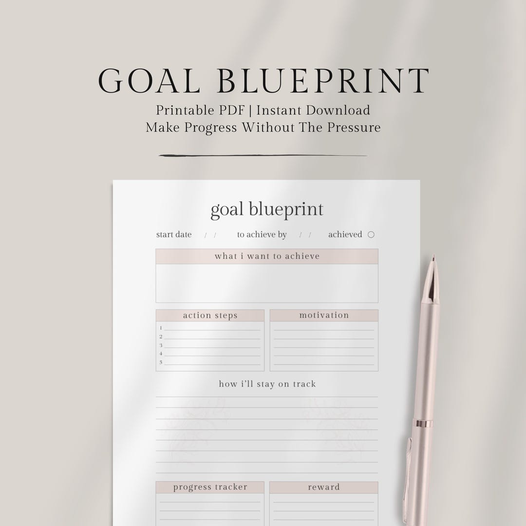 Goal Setting Planner Printable PDF | Minimalist Goal Tracker Template ...