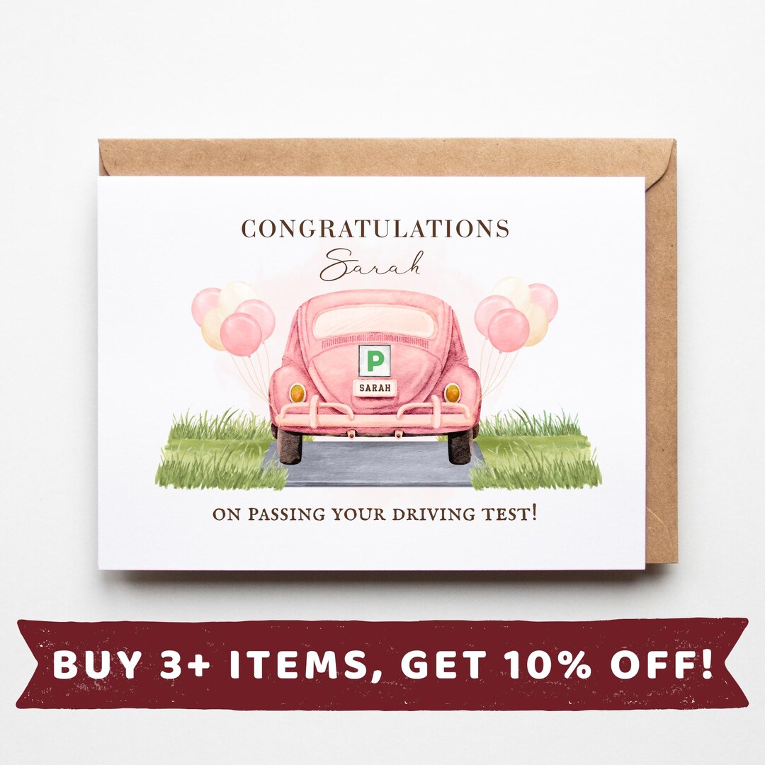 Personalised Congratulations on Passing Your Driving Test Card Driving ...