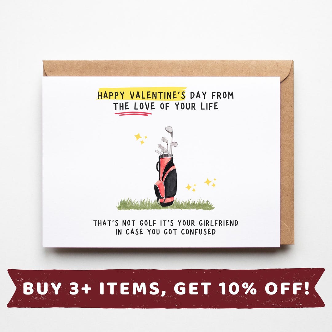 Boyfriend Golf Valentines Day Card Boyfriend Golf Valentines Day Gift ...