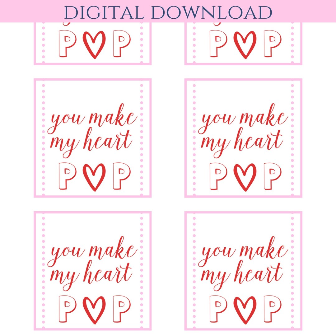 Valentine Pop Gift Tag-printable Valentine popping With Fun Popcorn ...