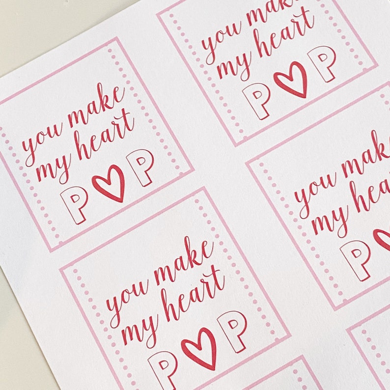 Valentine Pop Gift Tag-printable Valentine popping With Fun Popcorn ...