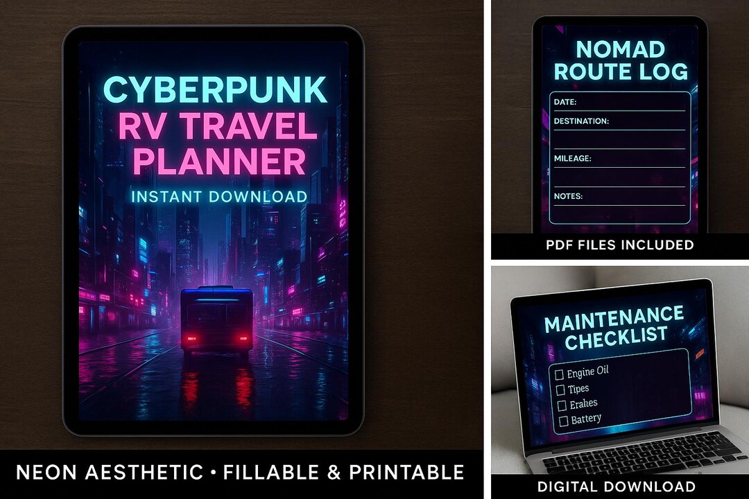 Cyberpunk RV Travel Planner | Nomad Route Log & Maintenance Checklist ...