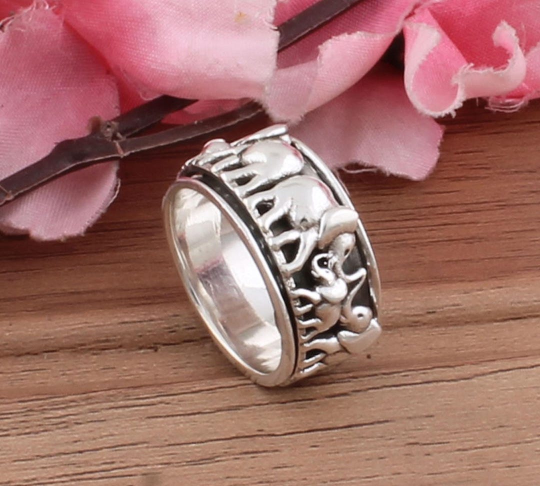 Elephant Spinner Ring: Handmade 925 Sterling Silver Meditation Band - Etsy