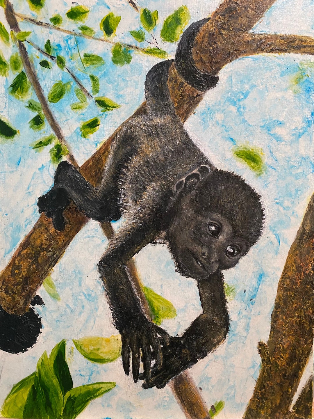 Baby Howler Monkey – 18”x 24” Original Acrylic Painting - Etsy