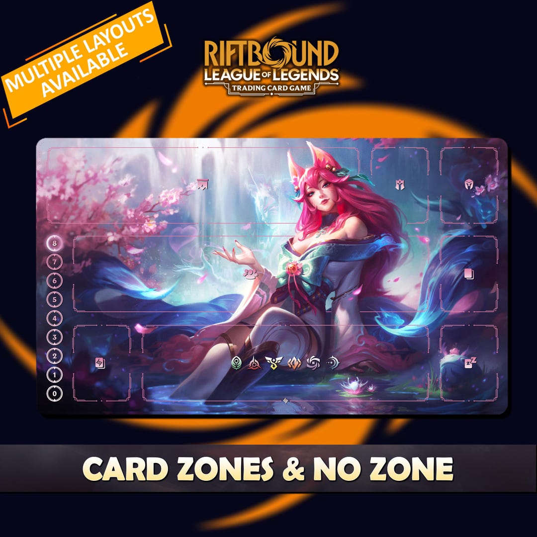 Ahri Spirit Blossom Playmat Riftbound LOL - Riftbound Trading Card Game - 24x14 Inches ...