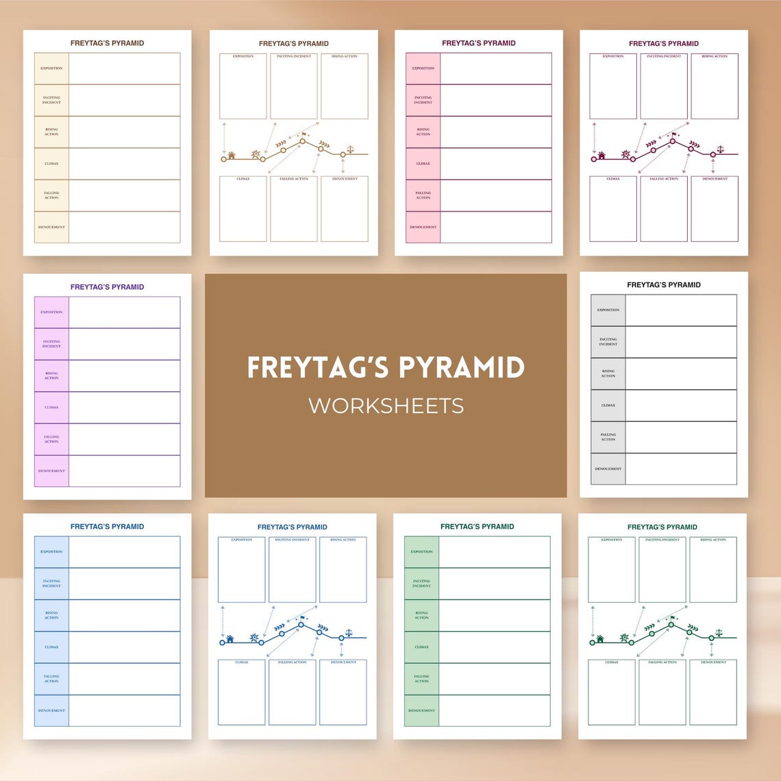 Freytag's Pyramid Worksheets, Digital & Printable Story Structure ...