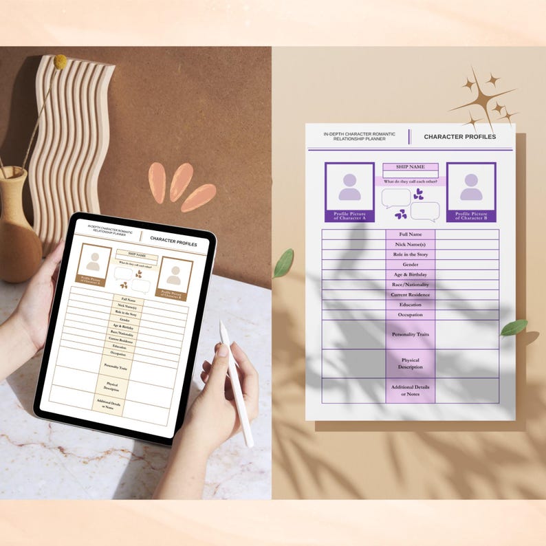 In-depth Character Relationship Planner, Digital & Printable Romance ...