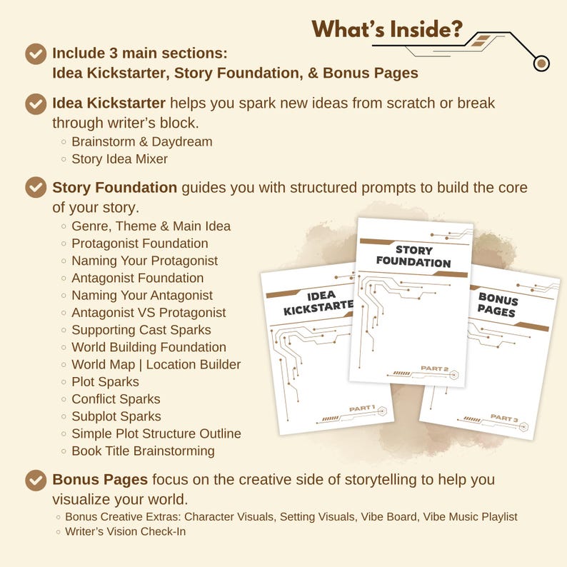 In-depth Story Idea Brainstorming Workbook, Novel Writing Planner ...