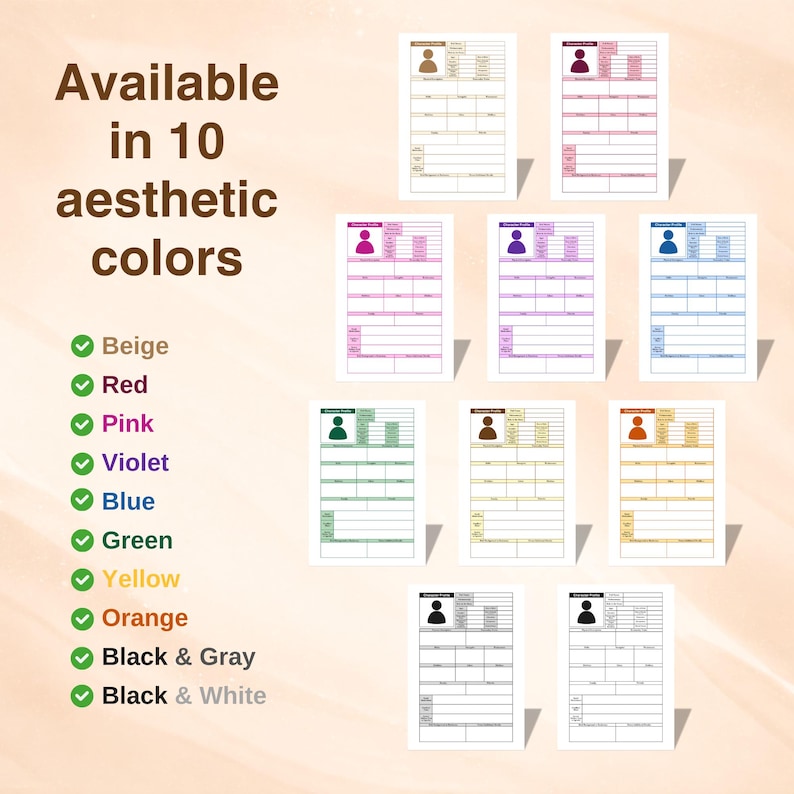Quick Character Profile Planner, Digital & Printable Character Writing ...