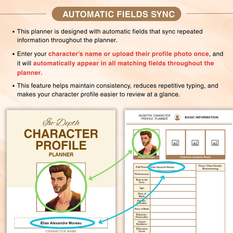 Fillable In-depth Character Profile Planner | Digital & Printable PDF ...