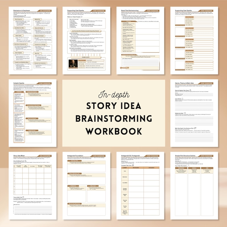 In-depth Story Idea Brainstorming Workbook, Novel Writing Planner ...