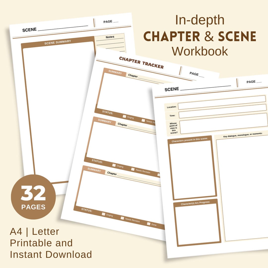 In-depth Chapter & Scene Workbook, Digital and Printable Story ...