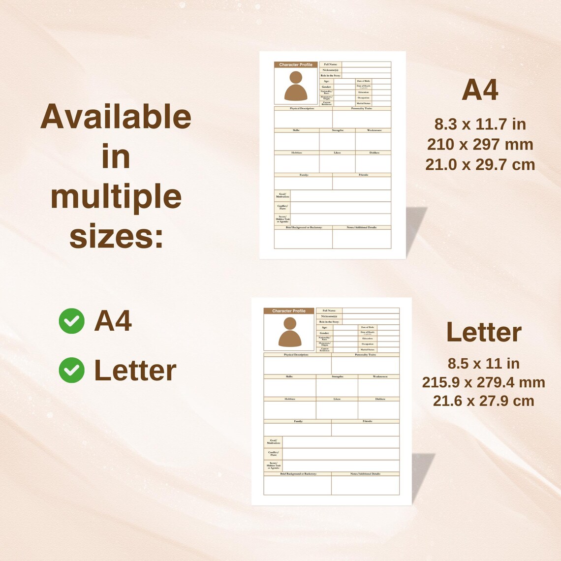 Quick Character Profile Planner, Digital & Printable Character Writing ...