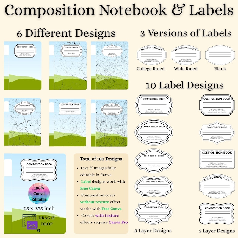 Composition Label Svg - Etsy