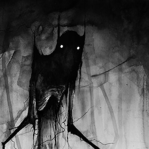 Shadow Monster Art Print - Dark Fantasy Wall Art | Gothic Surreal Decor ...
