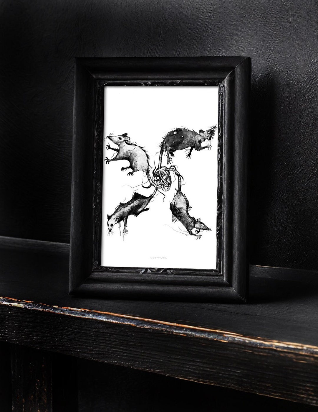 Rat King, Small Art Print, Wall Art for Home, Creepy Gift Ideas ...