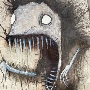 Original Cryptid Pen and Ink Painting - Horror Art | Creepy Creatures ...