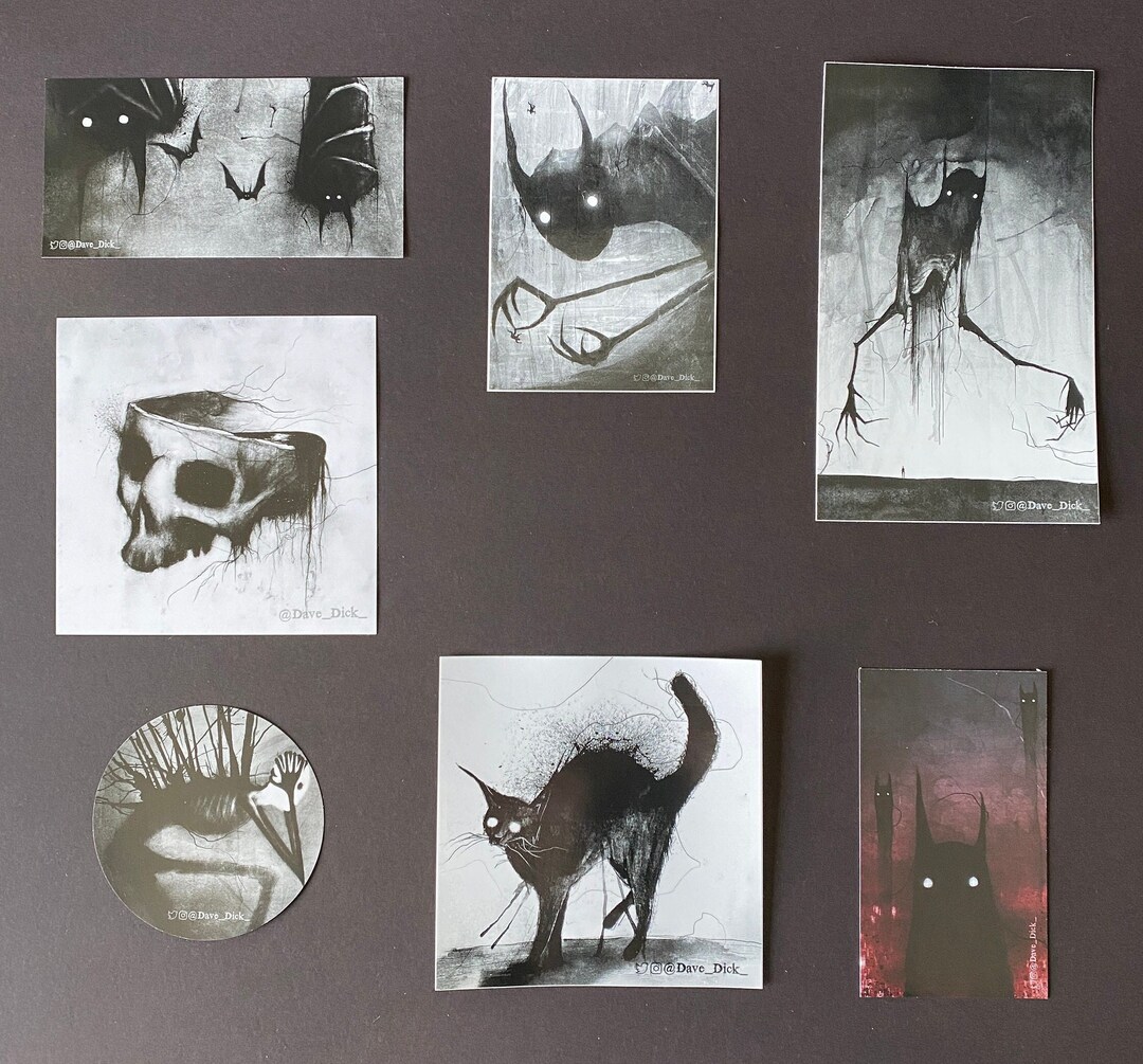 Creepy Sticker Bundle, Waterproof Stickers, Horror Art Prints - Etsy