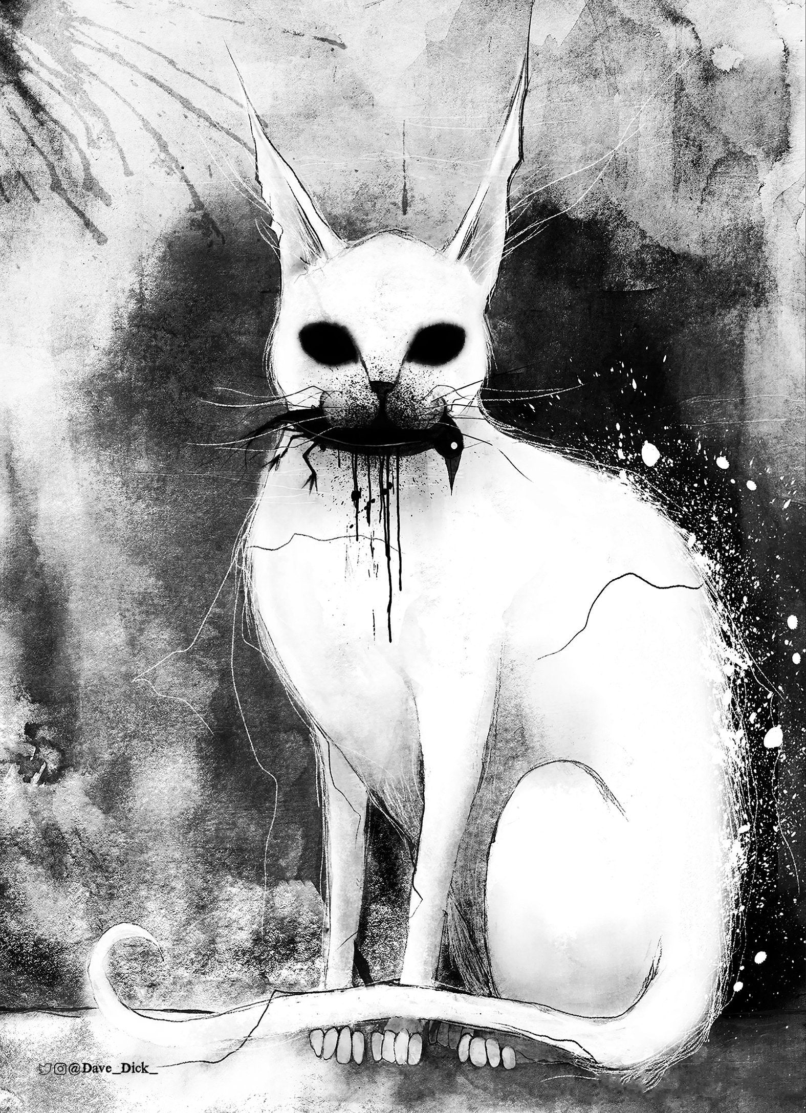 Creepy Cat Drawing Halloween Creepy Cat Stencil Silhouette SVG