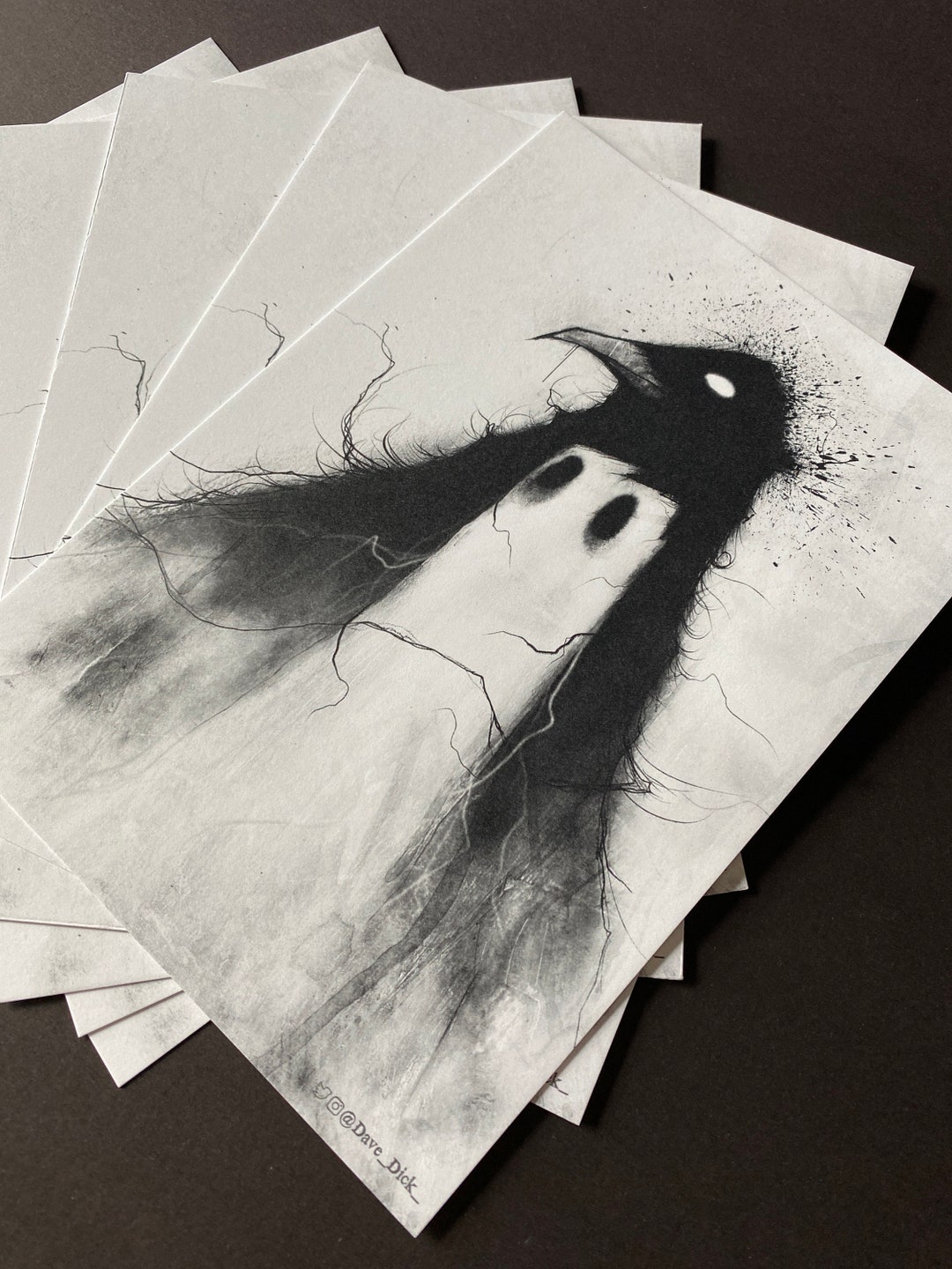 Raven Ghost, Small Art Print, Wall Art for Home, Creepy Gift Ideas ...