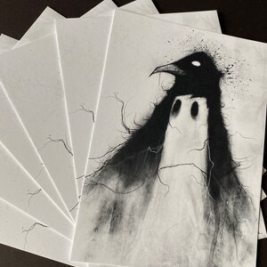 Raven Ghost, Small Art Print, Wall Art for Home, Creepy Gift Ideas ...