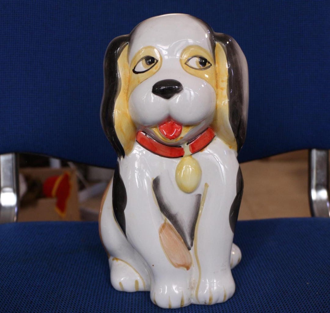 Vintage Ceramic Dog Piggy Bank - Etsy