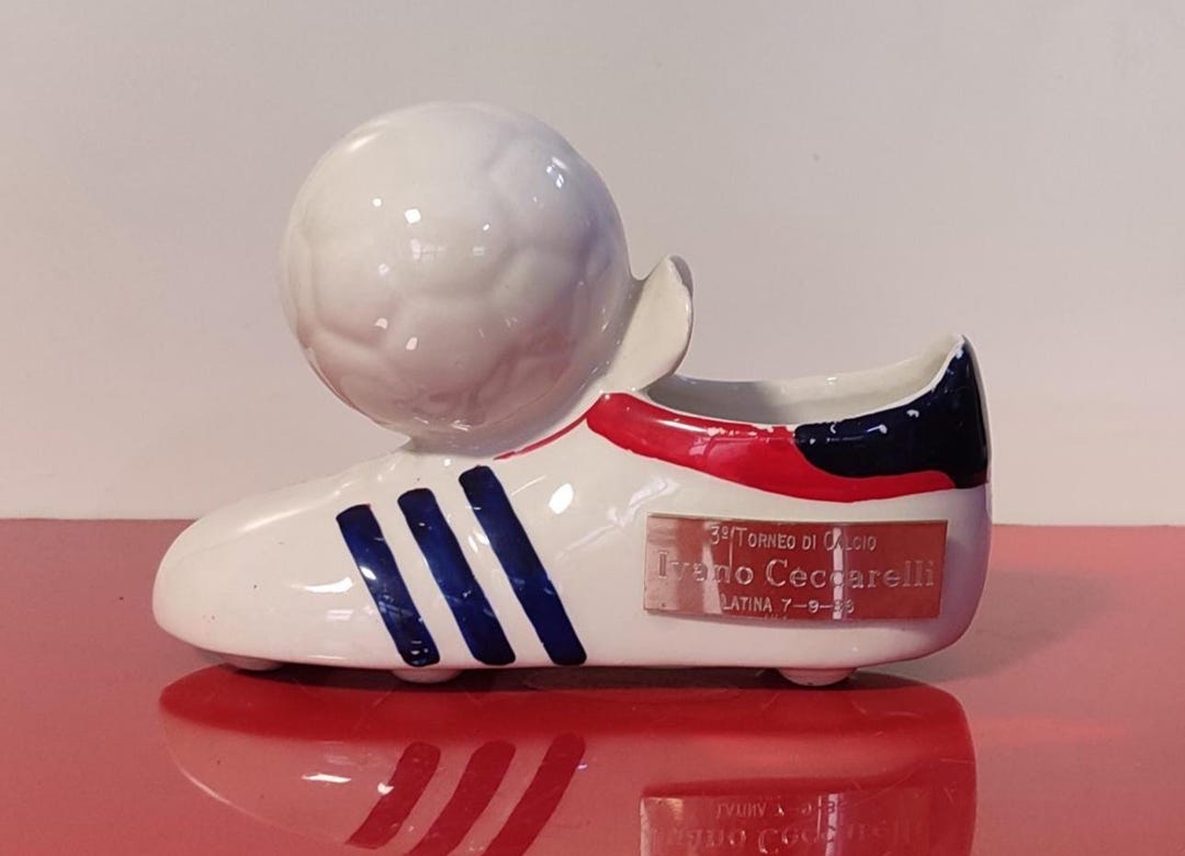 Vintage Ceramic Soccer Shoe With Ball – Sports Collectible Trophy ...