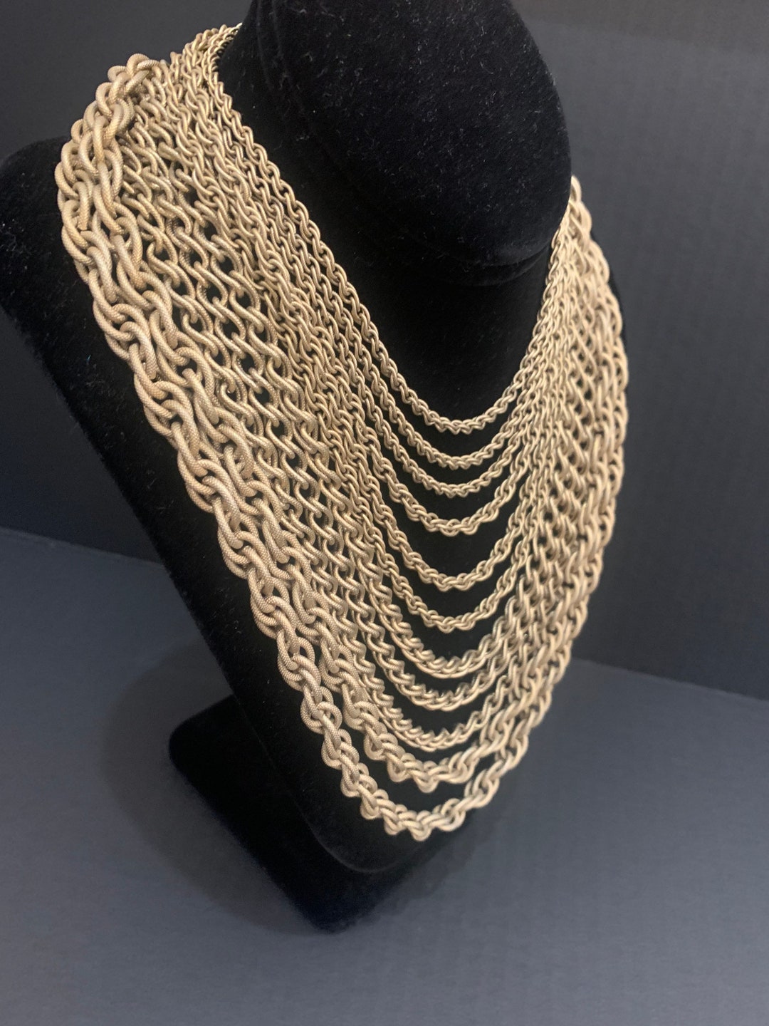 Vintage 1960s Marino Multi Strand Rope Chain Necklace Vintage Heavy ...