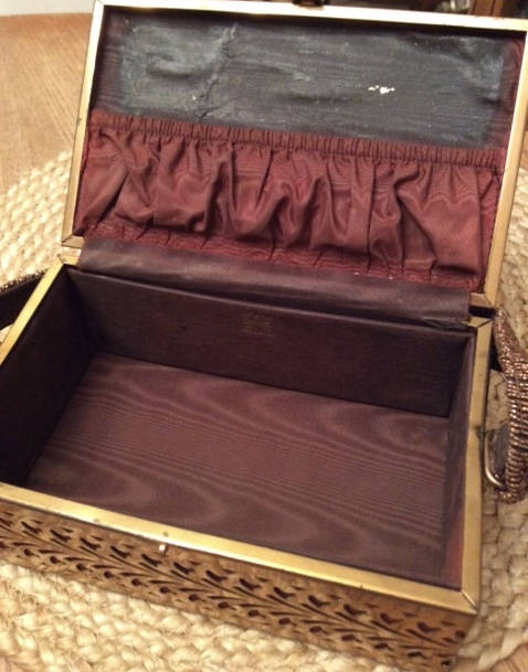 Vintage Cognac Beaded and Detailed Brass Metal Frame Box Bag/vintage ...